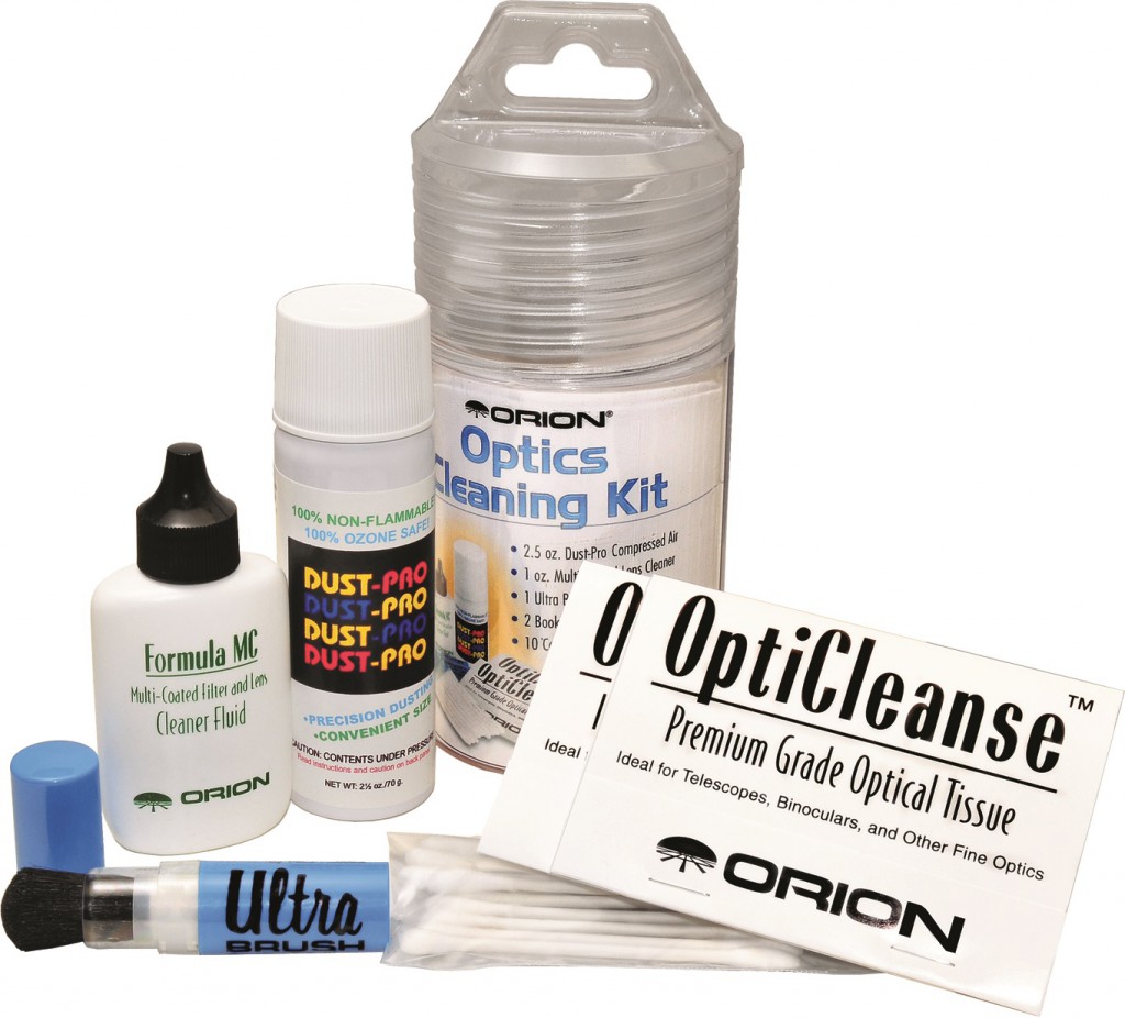 Telescope grooming kit: Orion six-piece optics cleaning pack ...